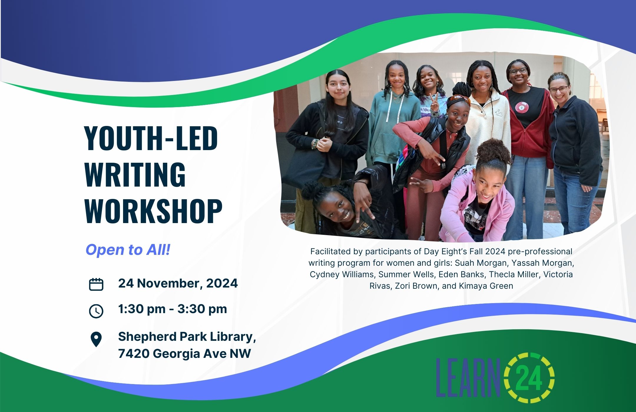 Free Youth-led Writing Workshop at the Shepherd Park Library | Day Eight